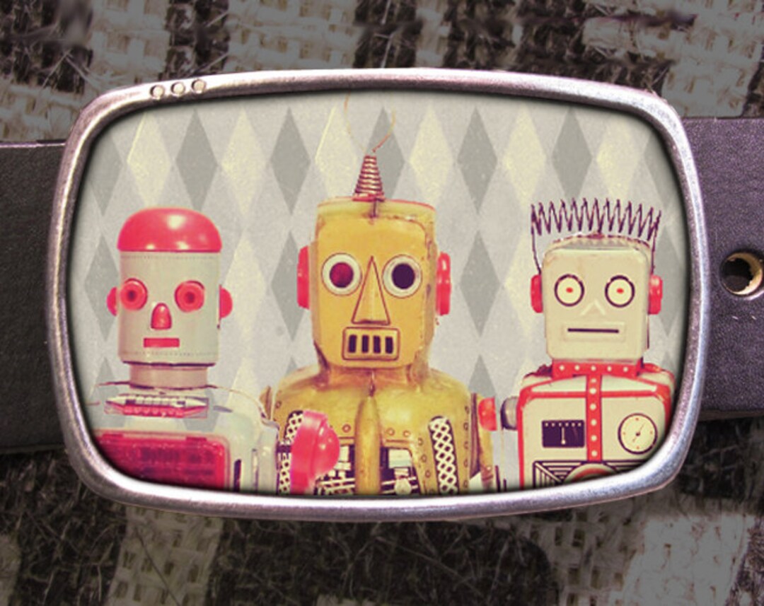 Robot Friends Belt Buckle, Vintage Inspired, Geekery 577 Gift for Him ...