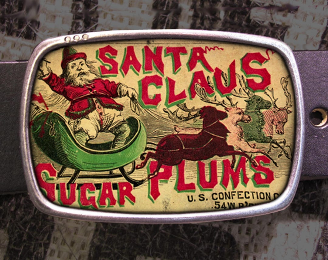 Vintage-style Santa Sugar Plums Advertising Belt Buckle - Christmas ...