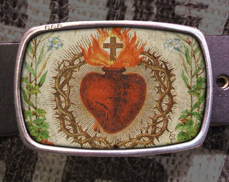 Sacred Heart Belt Buckle, Religious Buckle 549, Gift for Him, Gift for ...