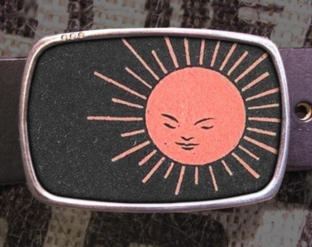 Vintage-style Pink Moon Sun Print Belt Buckle - Celestial Astrology ...
