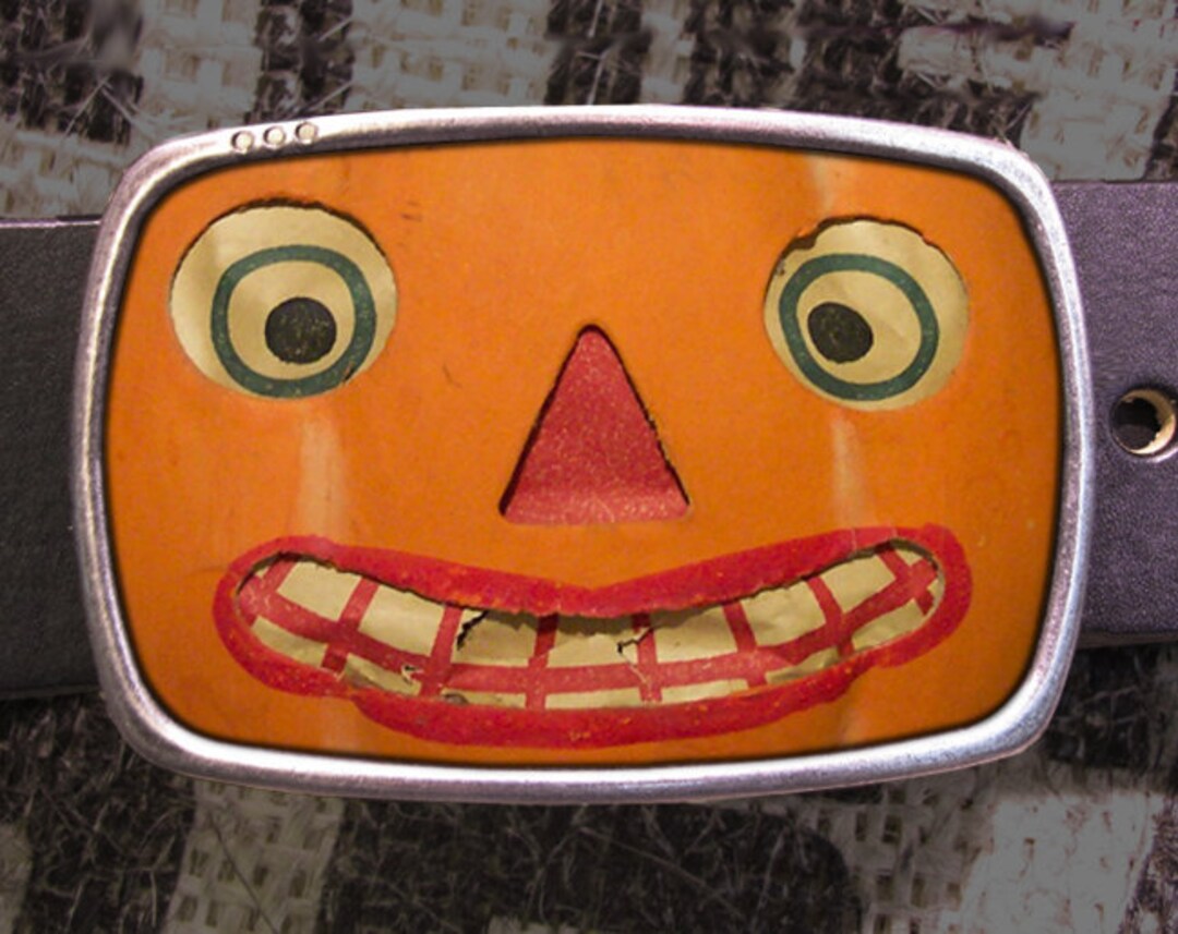 Vintage Jack O'lantern Goofy Face Belt Buckle, Halloween Decoration ...