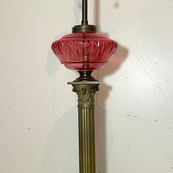 Cranberry Glass Lamp - Etsy