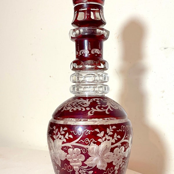 Red Glass Decanter - Etsy