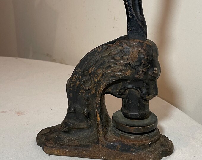 Antique Art Deco Lion Jewish Organization Cast Iron Seal Stamp Embosser ...