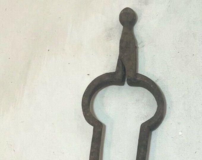 Rare Antique Handmade 18th Century Wrought Iron Fireplace Tongs Tool ...