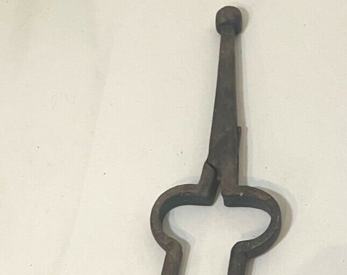 Rare Antique Handmade 18th Century Wrought Iron Fireplace Tongs Tool ...