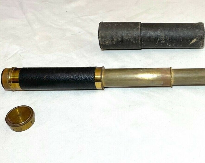 Antique 1800's Miniature Marked French Brass Leather Telescope ...