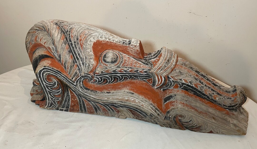 HUGE Antique Carved Wood House Facade Singa Indonesia North Sumatra ...