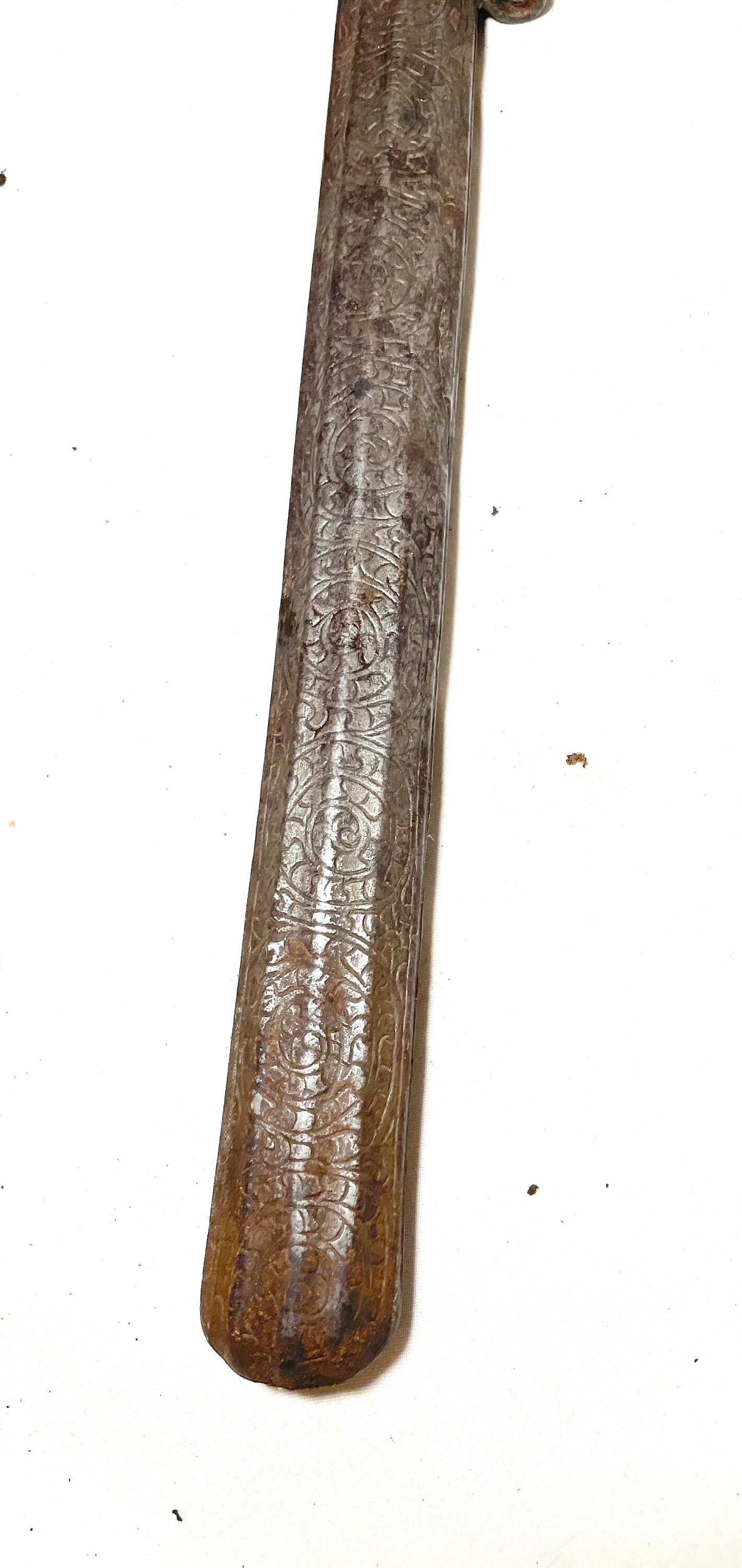 Antique 1800 S Handmade Chinese Bamboo Pen Quill Cast Iron Ornate ...