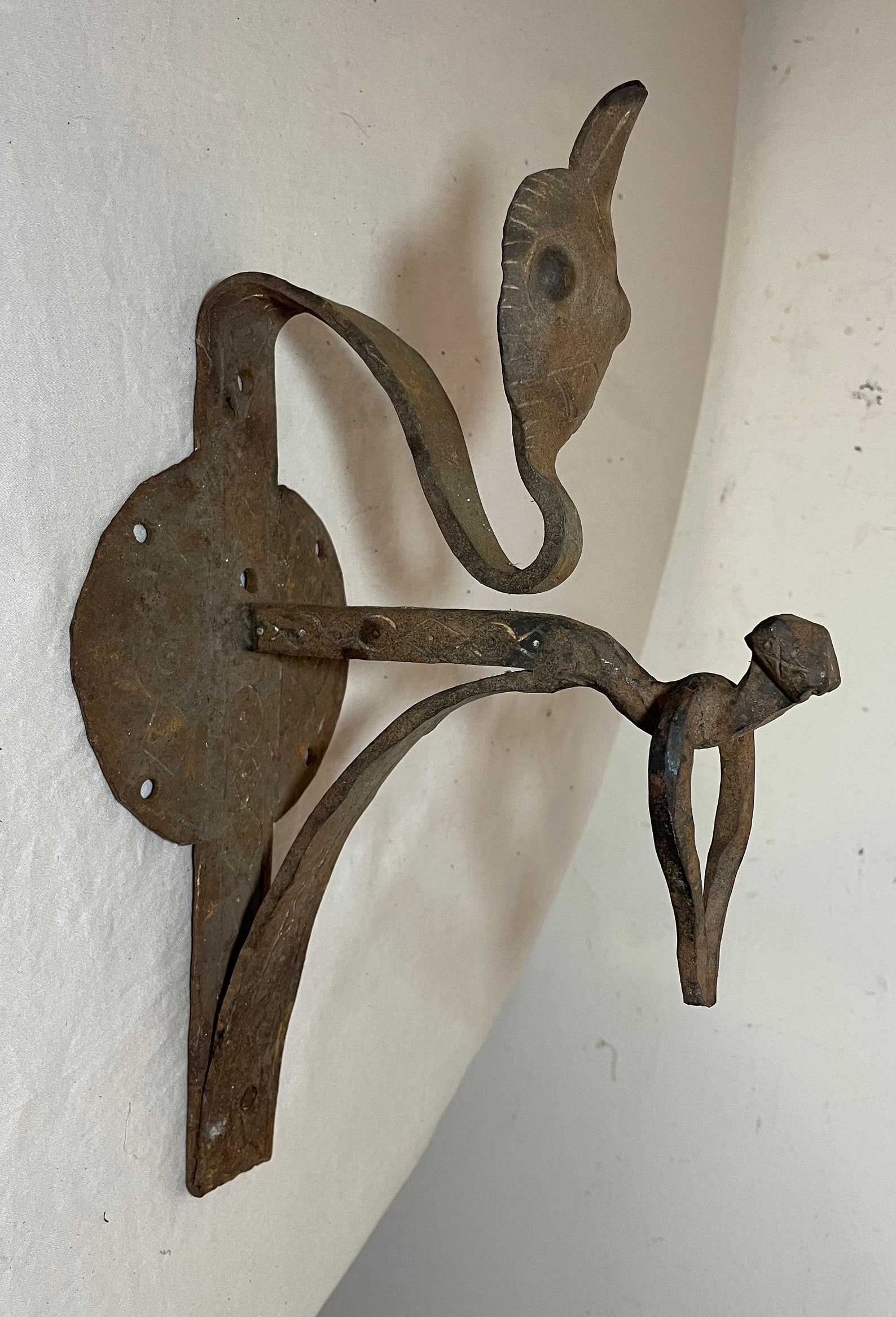 Antique Early 19th Century Hand Wrought Iron Coat Hat Wall Hook Bracket ...
