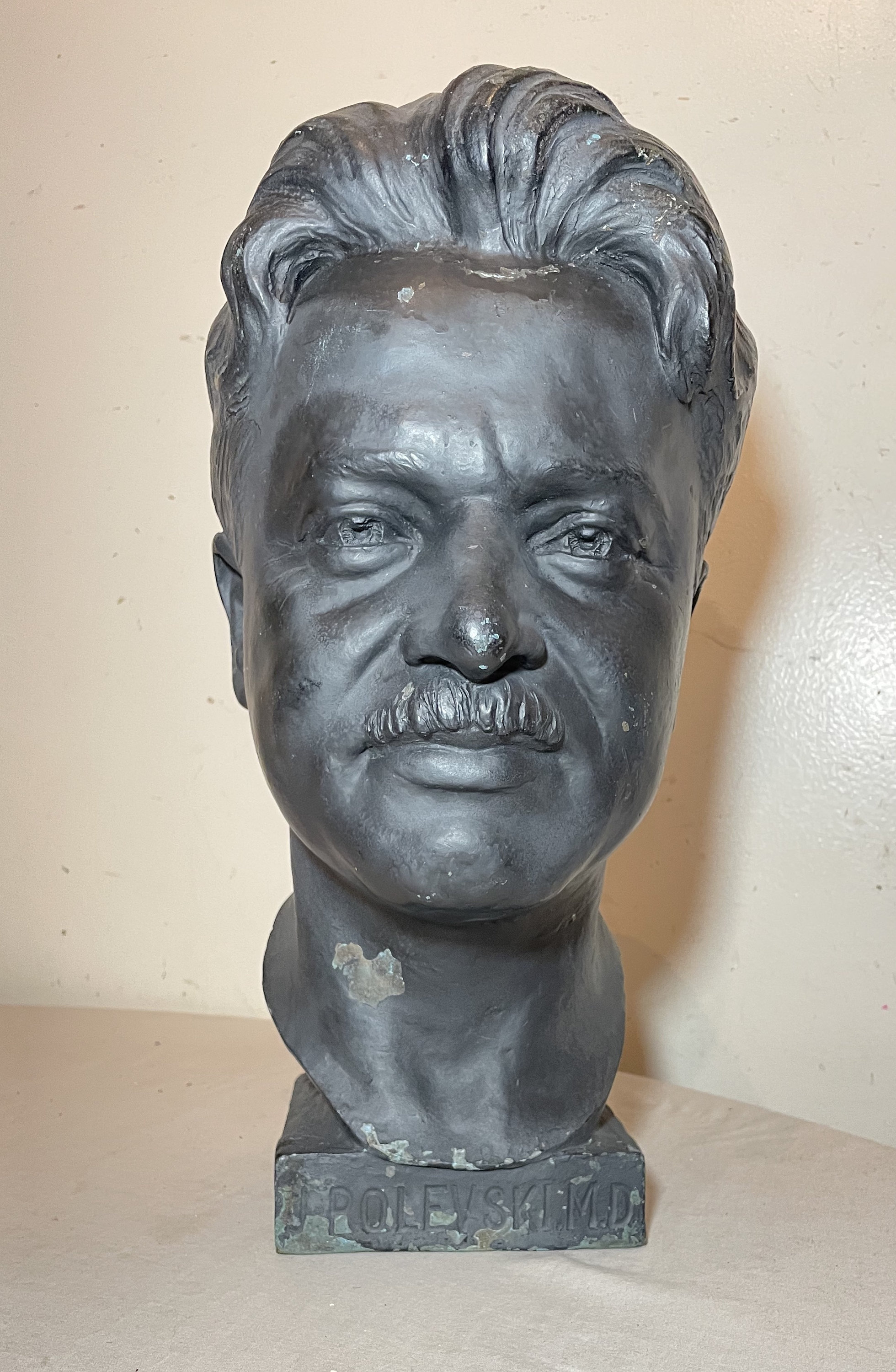 Large 1925 Antique NJ Medical Doctor JACOB POLEVSKI Bronze Statue Bust ...
