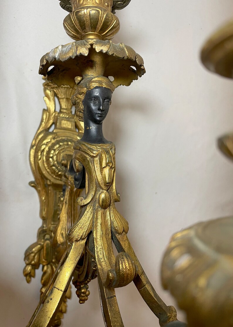 Antique Ornate 19th Century Dore Two Tone Bronze Figural Wall - Etsy