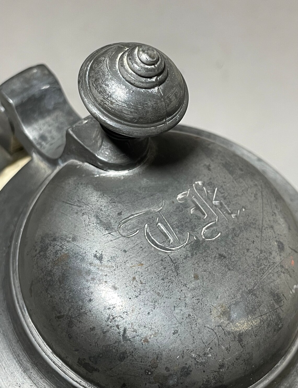 Antique 1ltr. Early 1800's German Pottery Pewter Lidded Beer Stein Mug ...