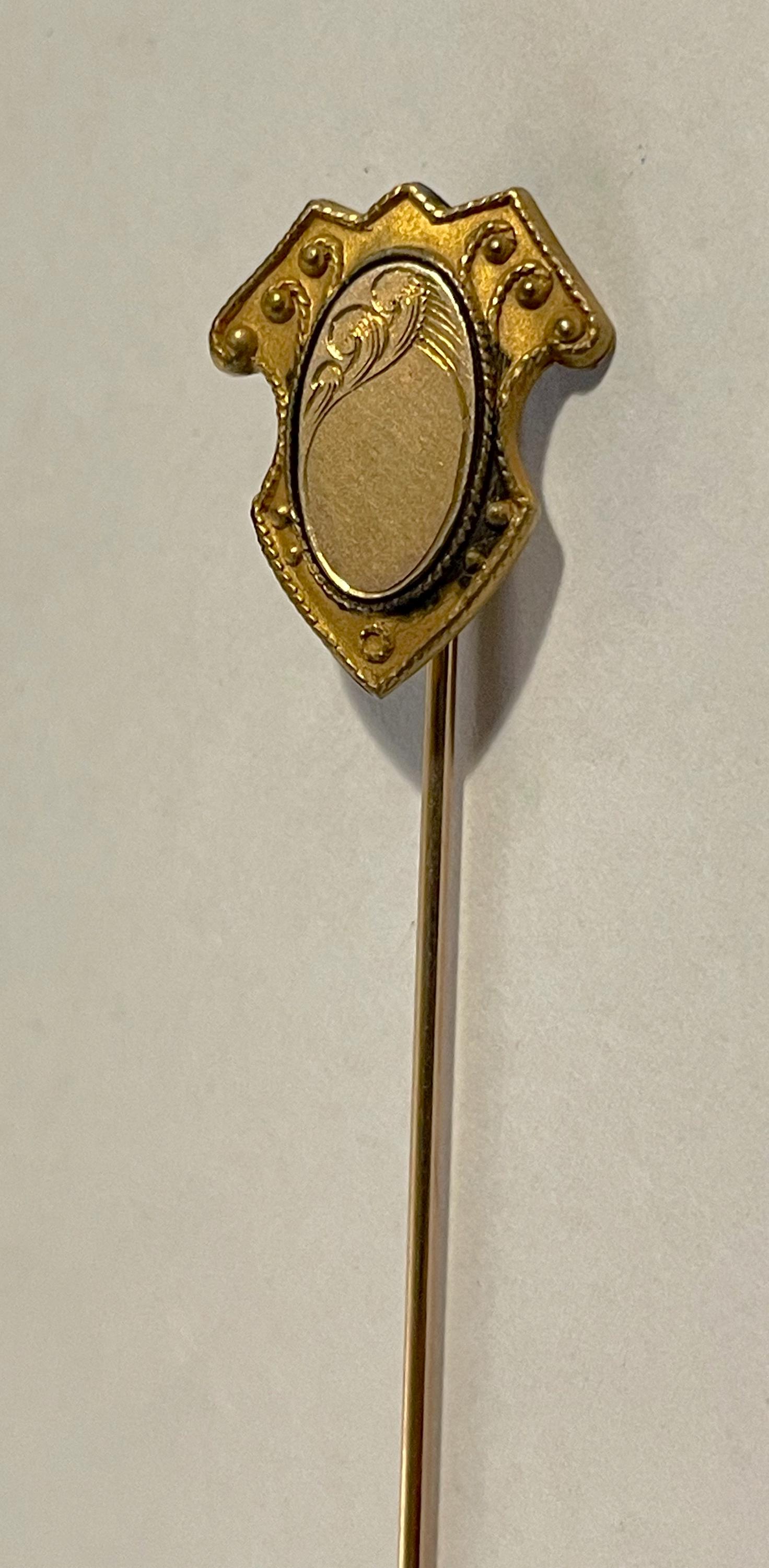 Antique Hand Carved 10k Yellow Gold Ornate Hat Stick Pin Art Deco ...