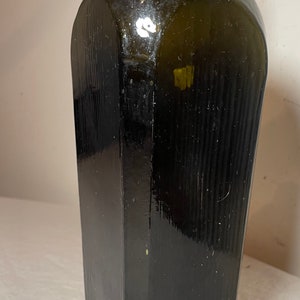 Antique 19th Century Blown 5pc Mold Dutch Olive Green Gin Glass Bottle ...