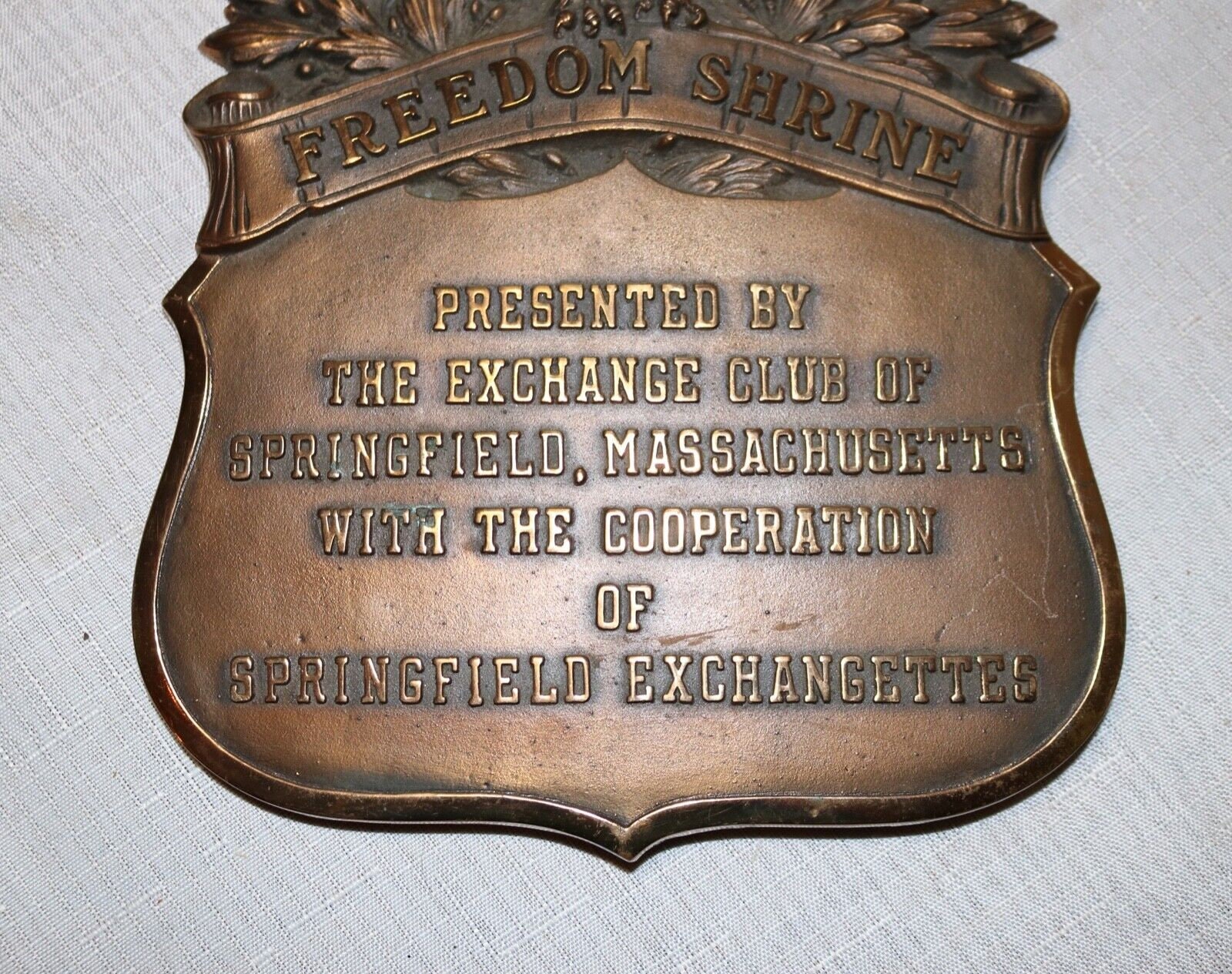LARGE Vintage Bronze National Freedom Exchange Eagle Presentation Wall ...