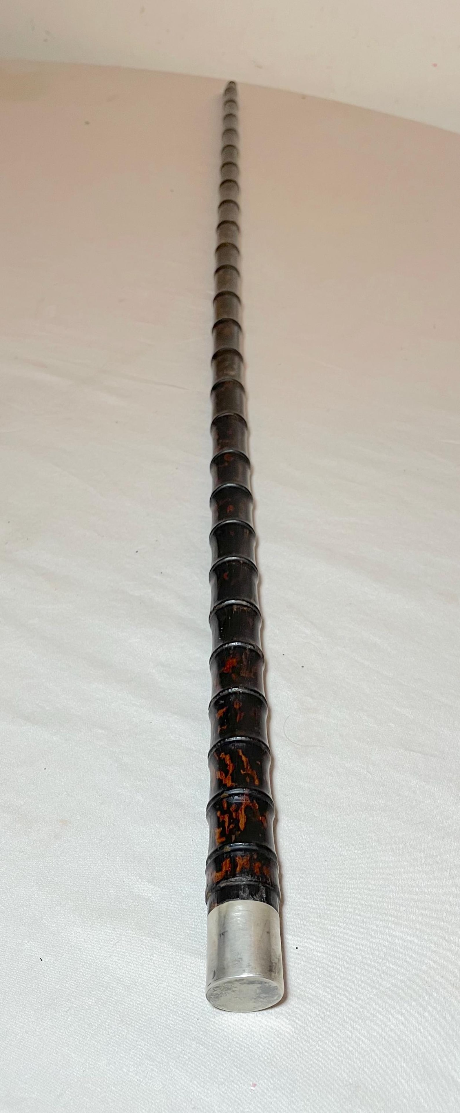 Antique Asian Sterling Silver Hand Carved Bamboo Style Wood Walking ...