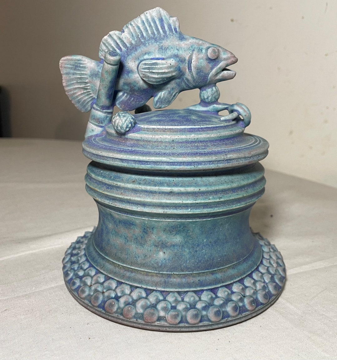 MCM Vintage Handmade TIM MATHER Studio Pottery Stoneware Covered Fish ...