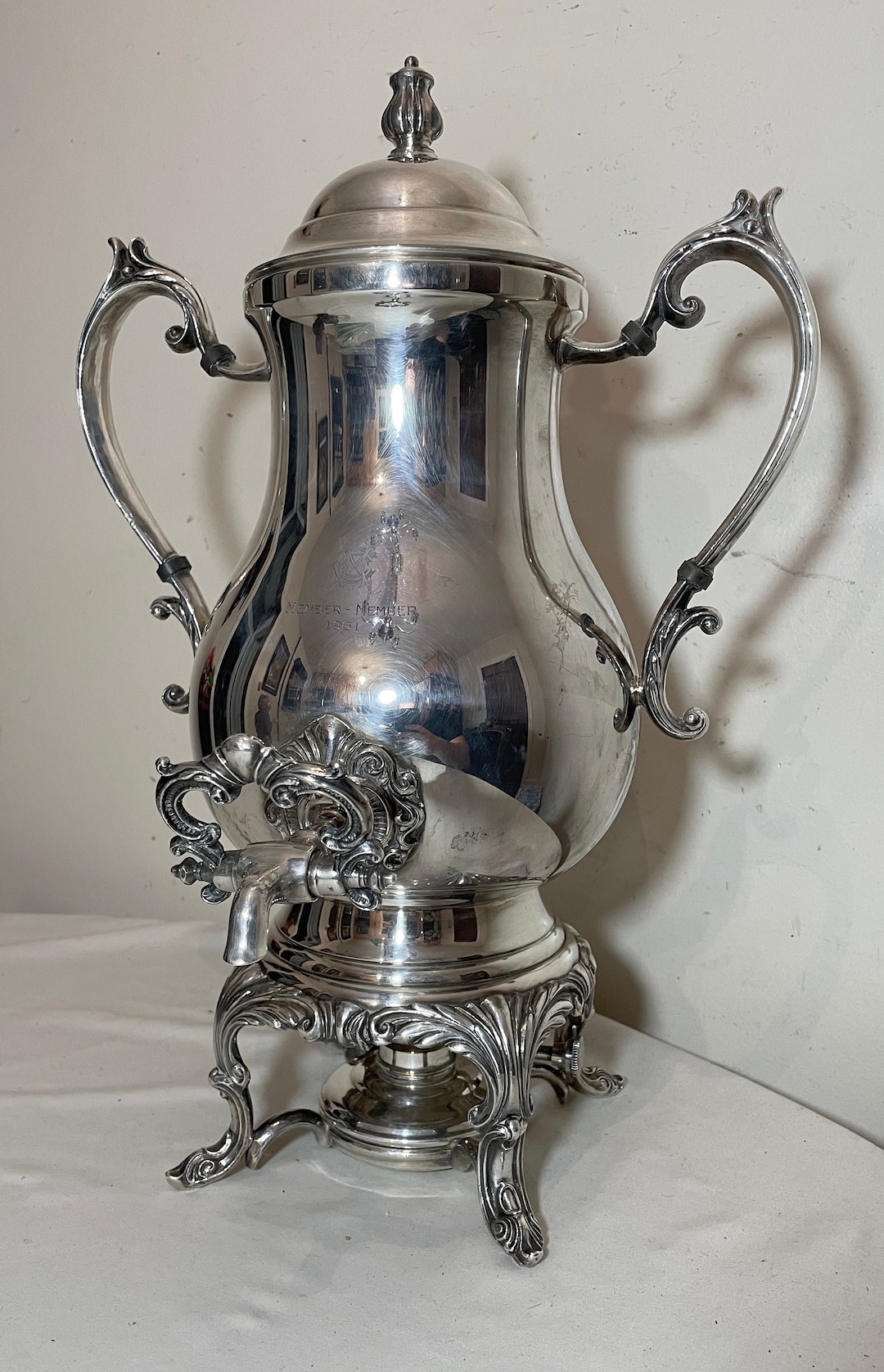 Rare Large Vintage 1961 Silverplate Golf Country Club Member Samovar ...