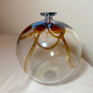 Vintage Hand Blown Signed Detailed Mary Angus Art Glass Iridescent Leaf ...