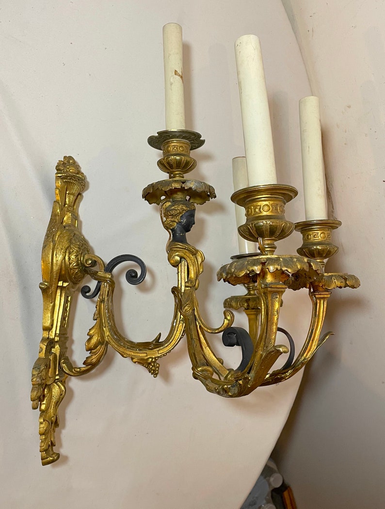 Antique Ornate 19th Century Dore Two Tone Bronze Figural Wall - Etsy