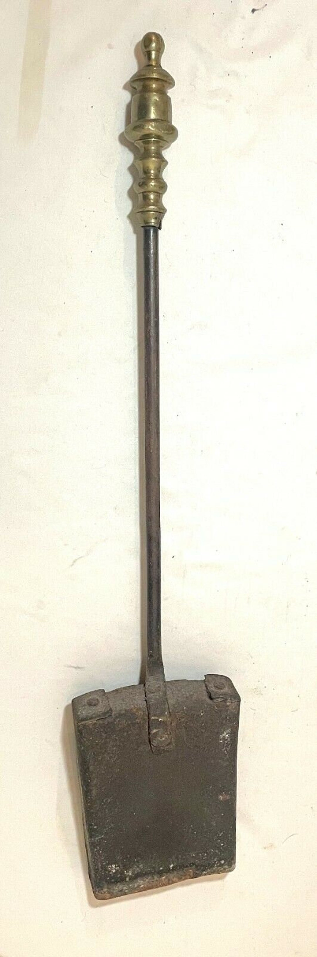 Antique 18th Century Wrought Iron Turned Brass Dutch Fireplace Shovel ...
