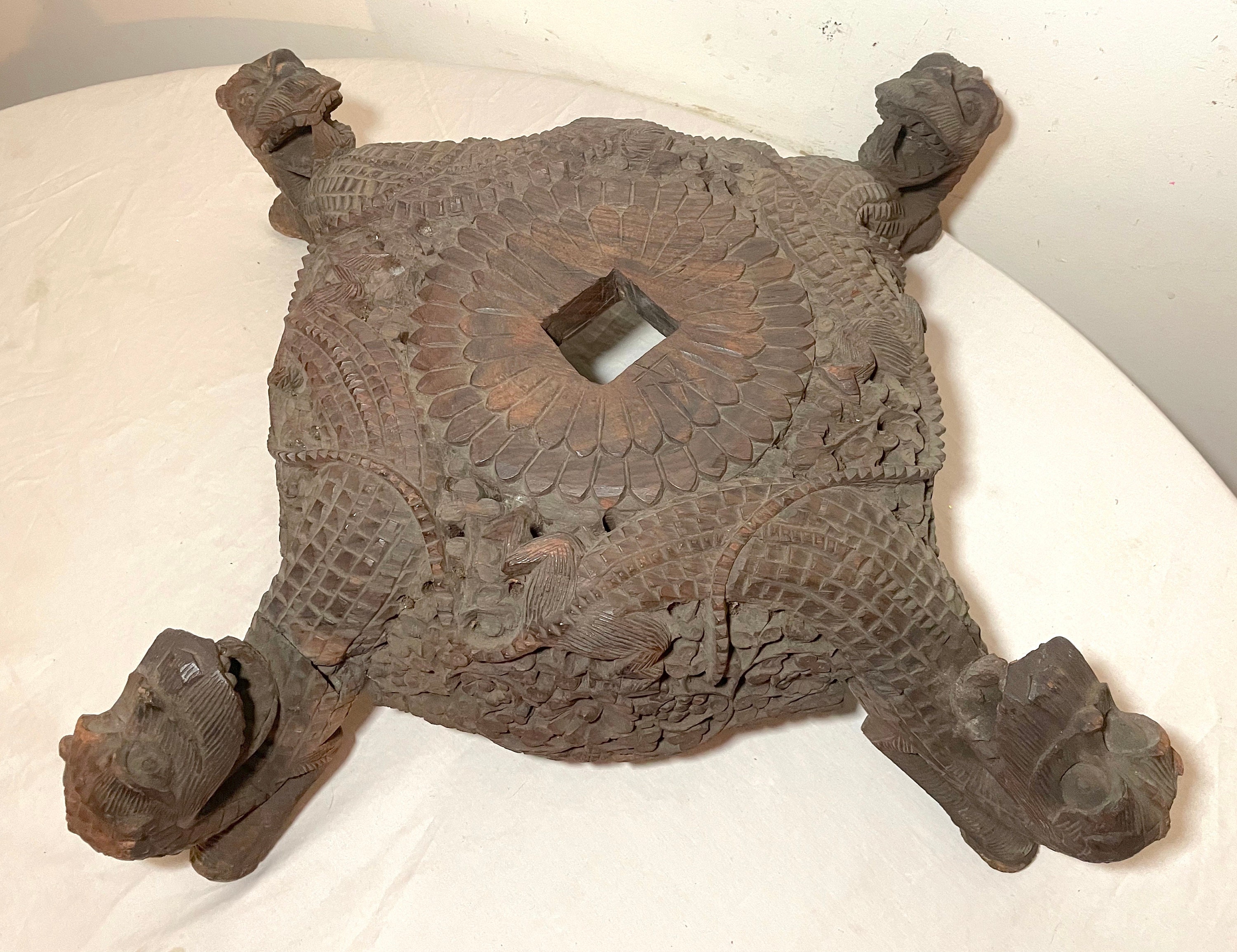 LARGE Antique Hand Carved Anglo Indian Figural Dragon Wood Sculpture ...