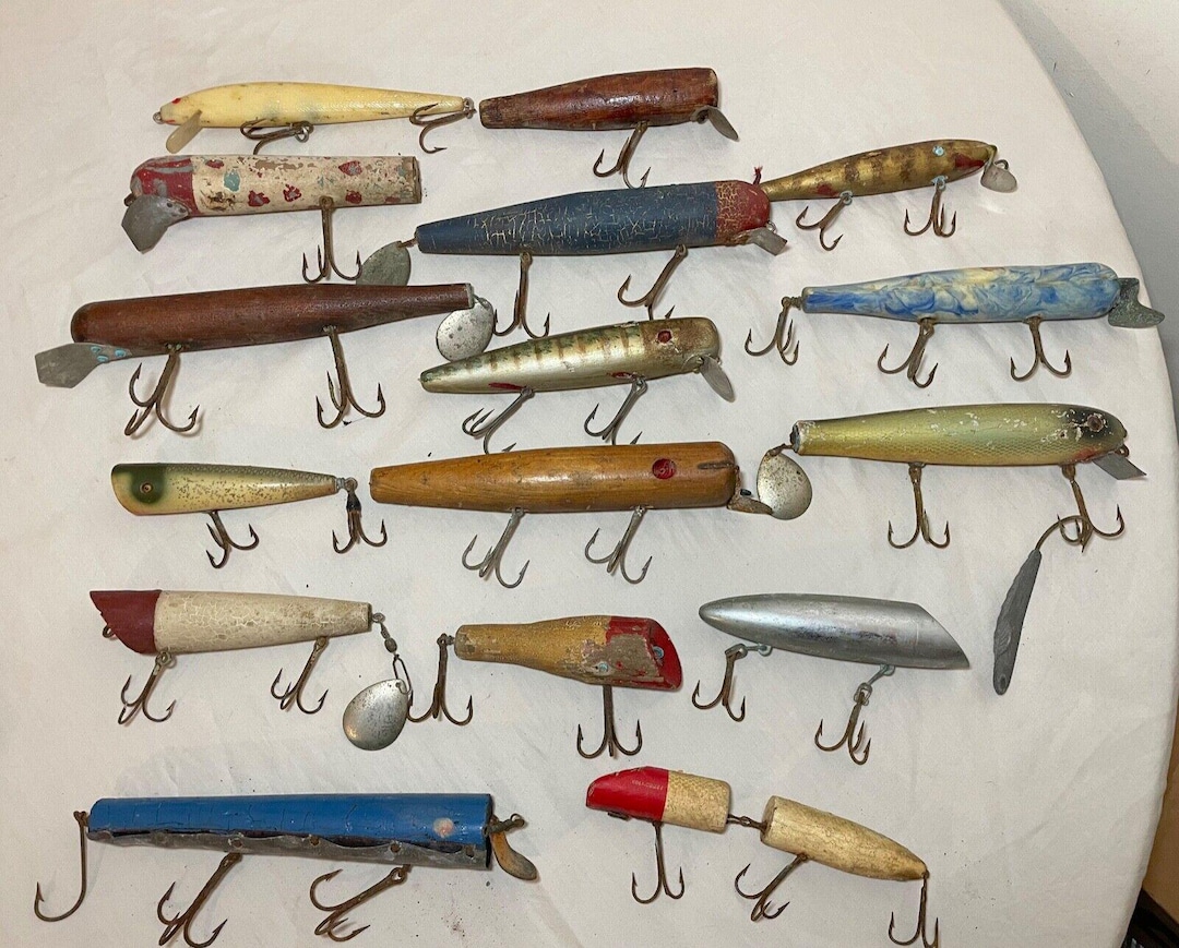 Lot of 17 LARGE Rare Hand Carved Made Painted Wood Metal Folk Art ...