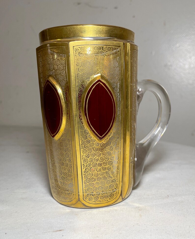 Rare Antique Handmade Moser Jewel Glass Crystal Tea Cup W/ Measurement ...