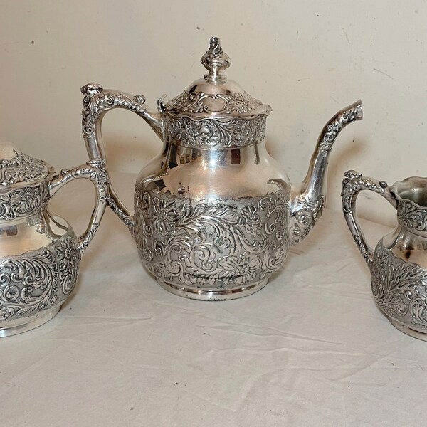 Painted Silver Tea Set - Etsy