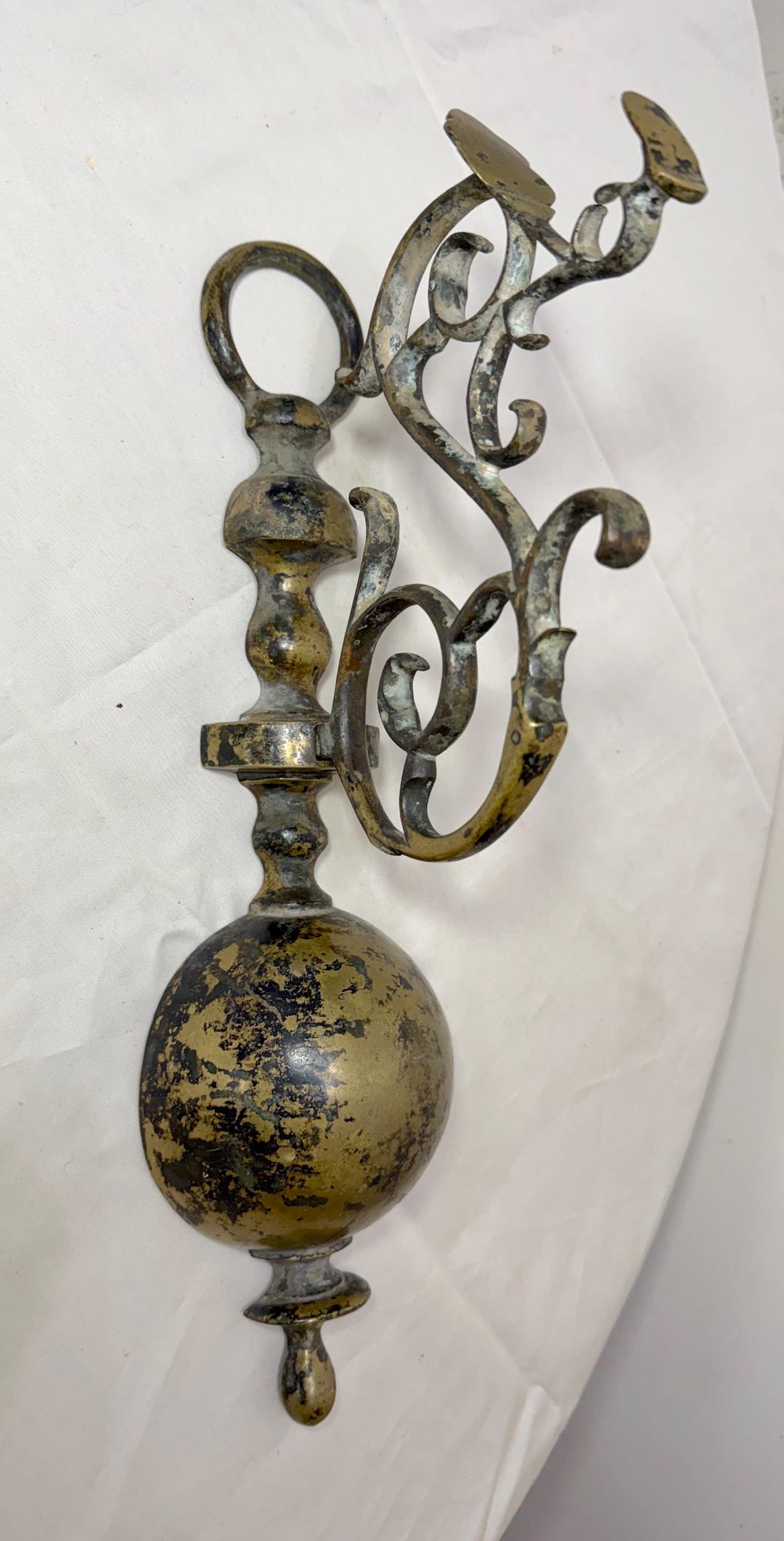 Antique 18th Century 2pc. Wall Mount Dutch Brass Sconce Fixture Wall ...