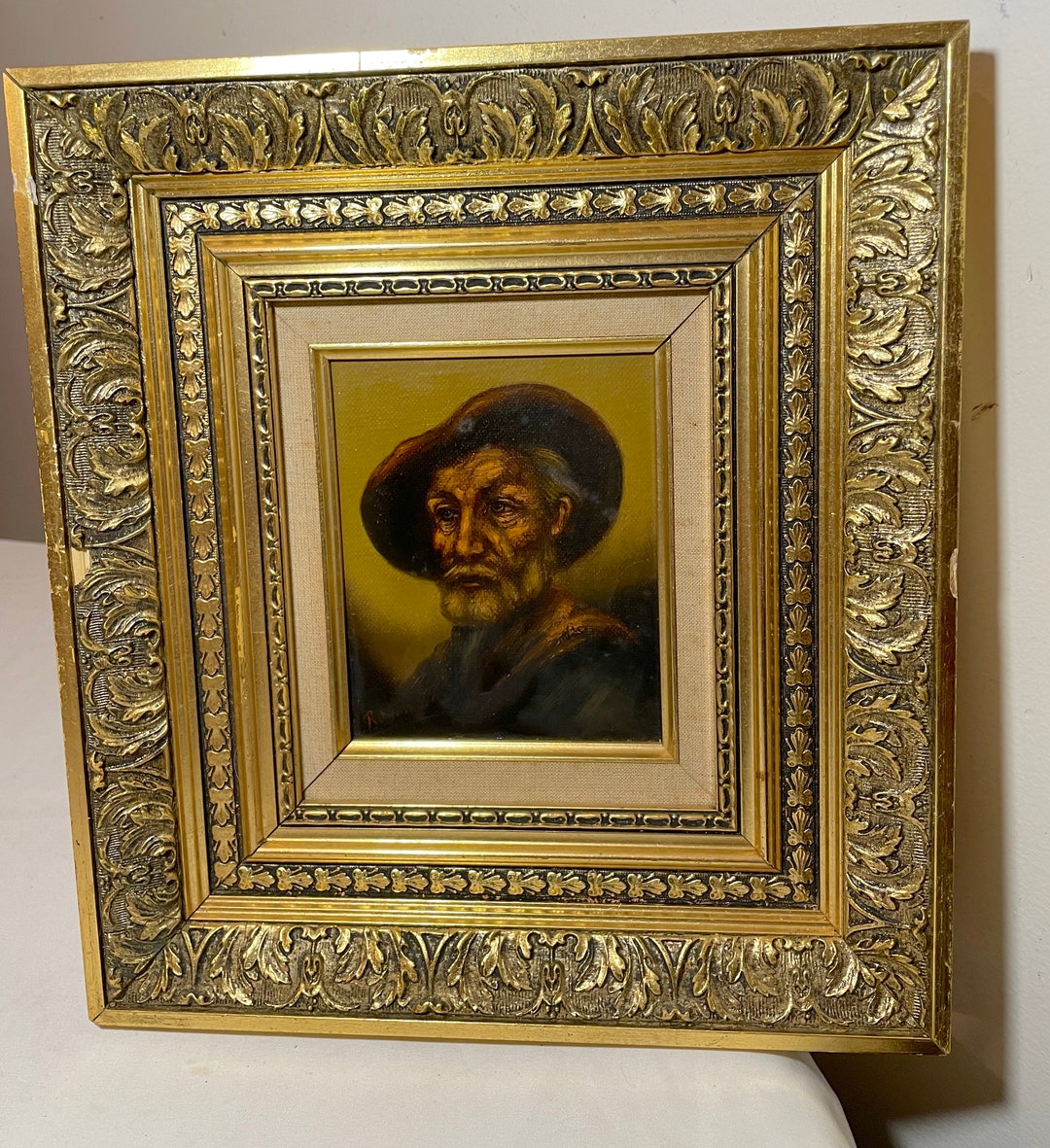 Vintage Original Raymond Realism Elder Bearded Man Oil Painting ...