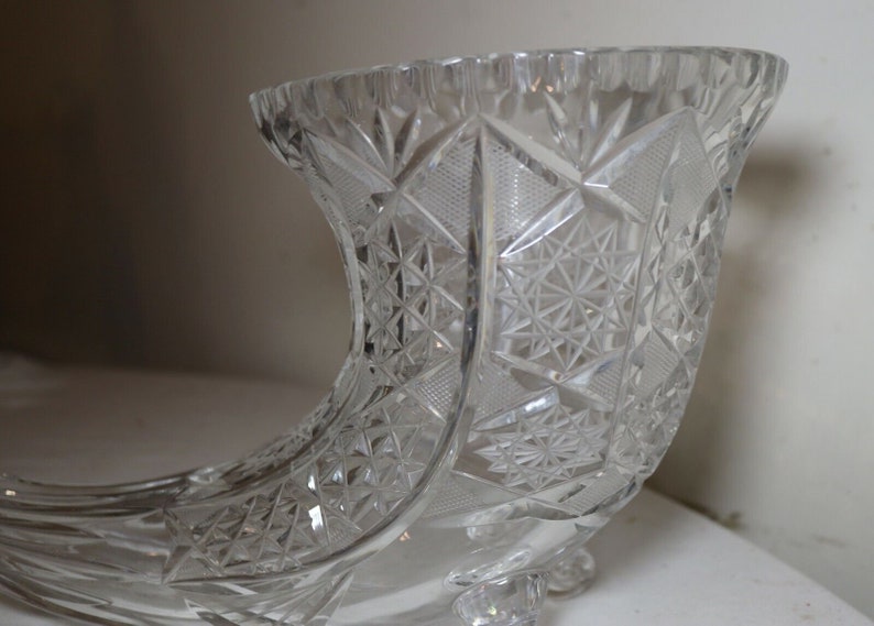 Antique Brilliant Cut Clear Crystal Horn of Plenty Cornucopia Flower ...
