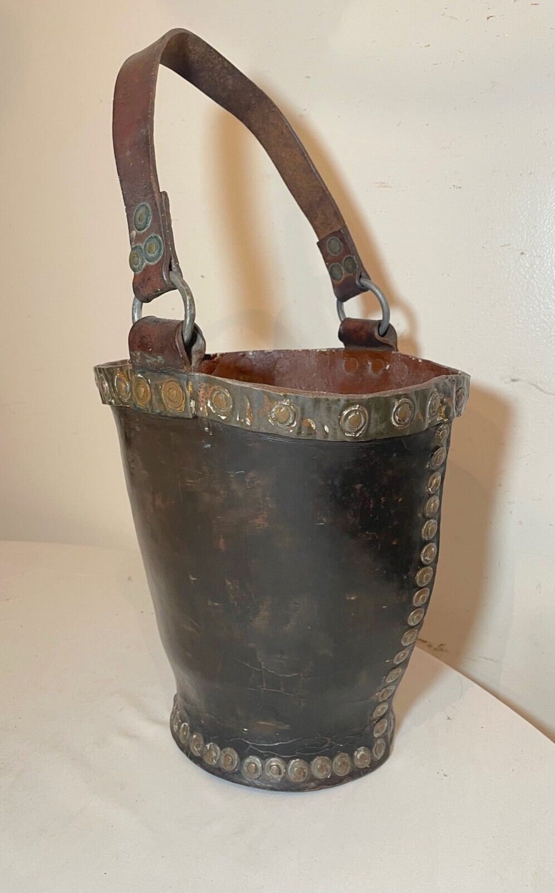 Rare Antique 1700's Handmade Copper Riveted Leather English Fire ...