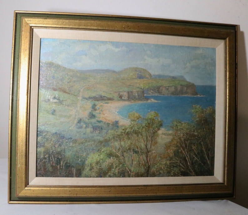 Antique 1900's Original JOSEPH WOLINSKI Landscape Coast Nautical Oil ...