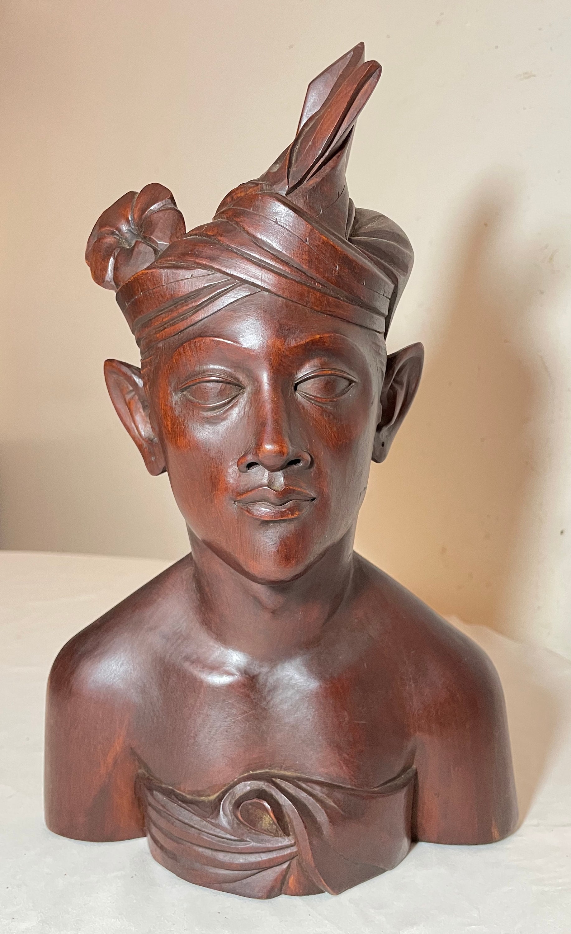 Antique Carved Balinese Indonesian Bali Woman Lady Bust Wood Carving ...