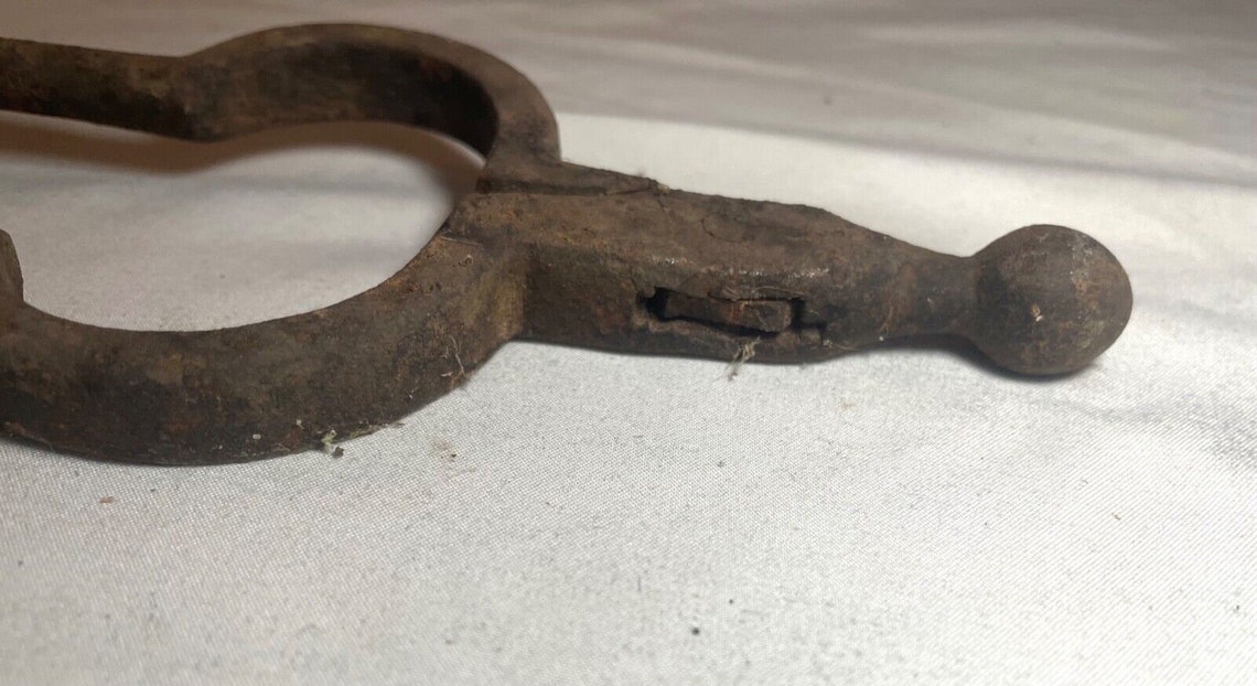 Rare Antique Handmade 18th Century Wrought Iron Fireplace Tongs Tool ...