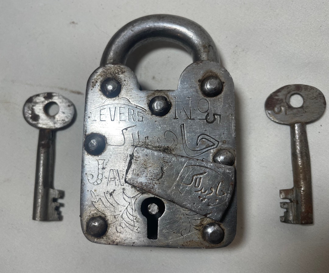 Rare Antique Evers Lock #5 Pad Javil Lock Solid Steel Middle Eastern ...