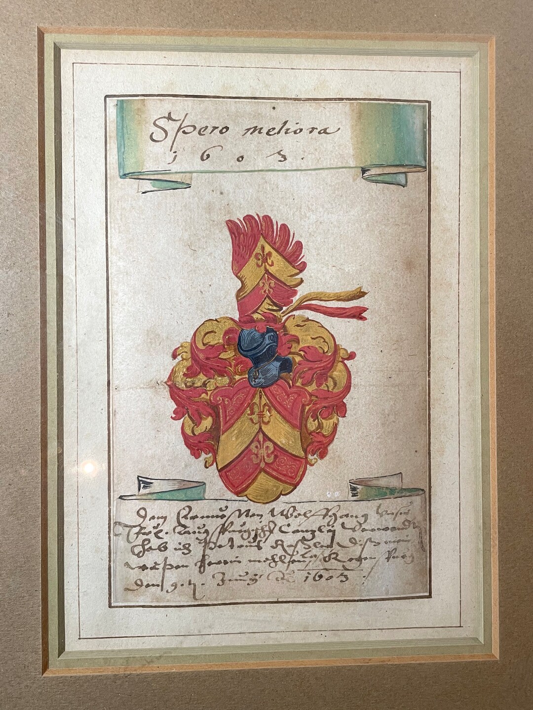 Antique Original 1603 Latin Armorial Coat of Arms Heraldic Painting ...