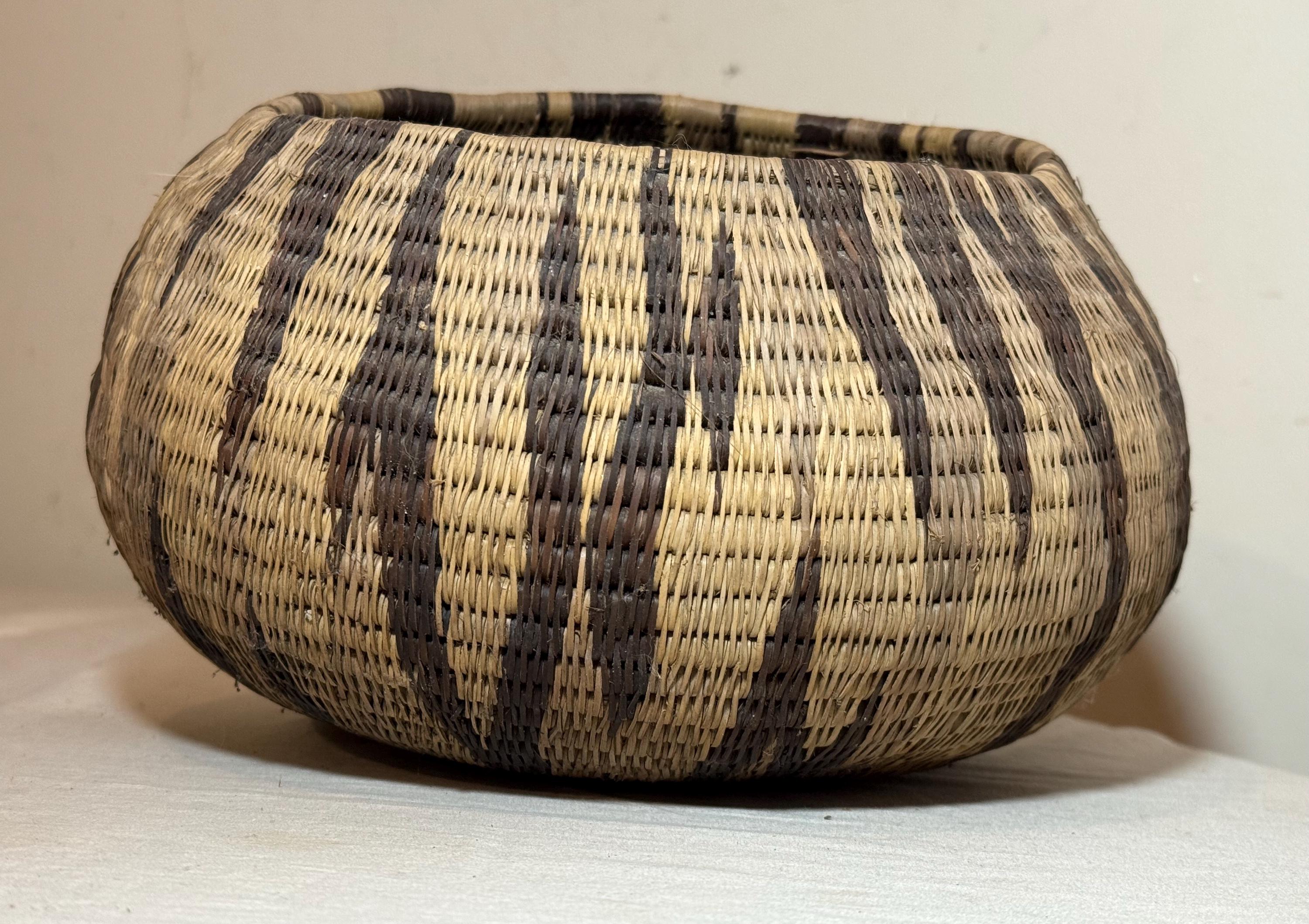 Antique Native American Maidu Tribe Hand Woven Polychromed Wicker ...