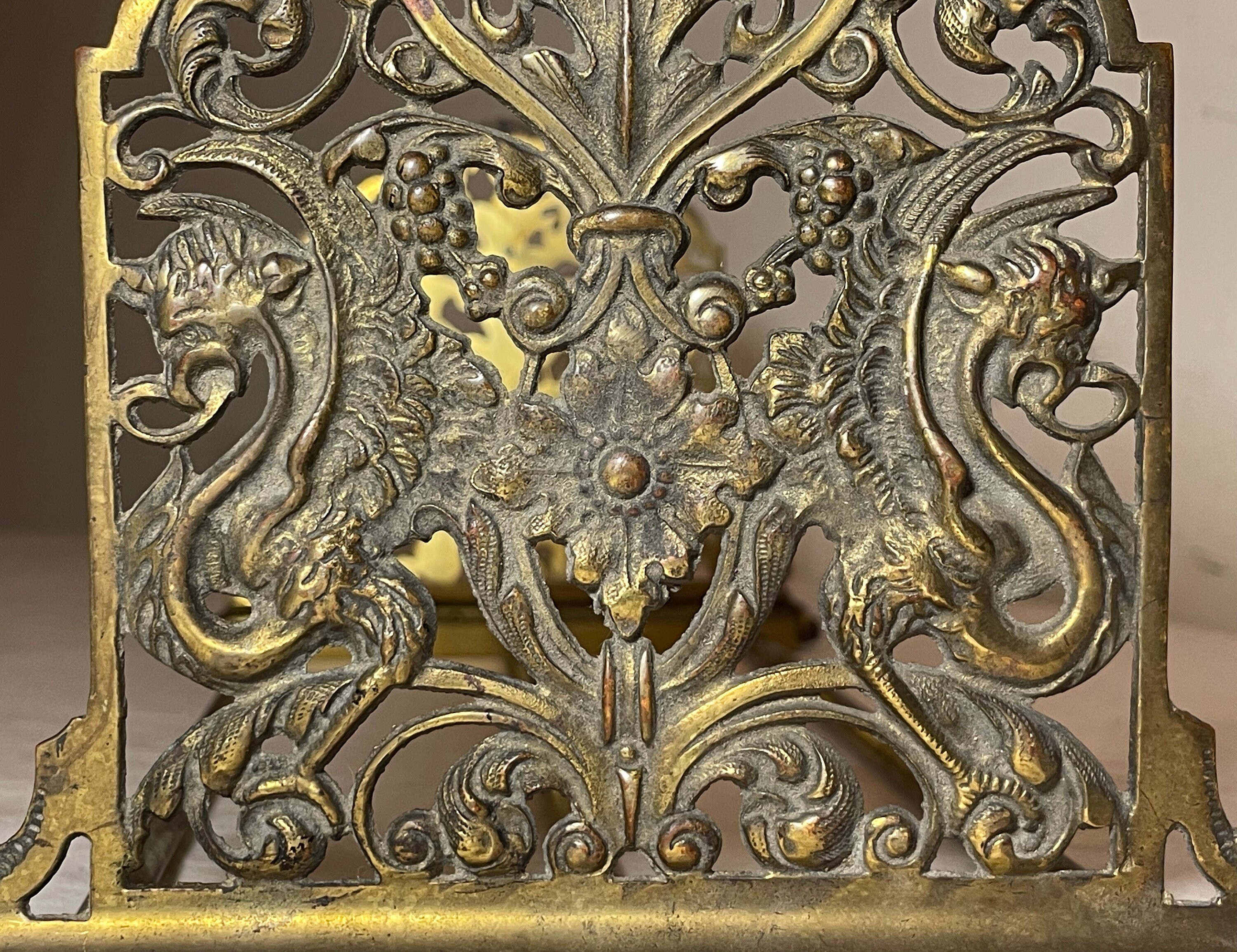 Antique 1800's Victorian Gilt Bronze Griffin Expandable Bookend Book ...