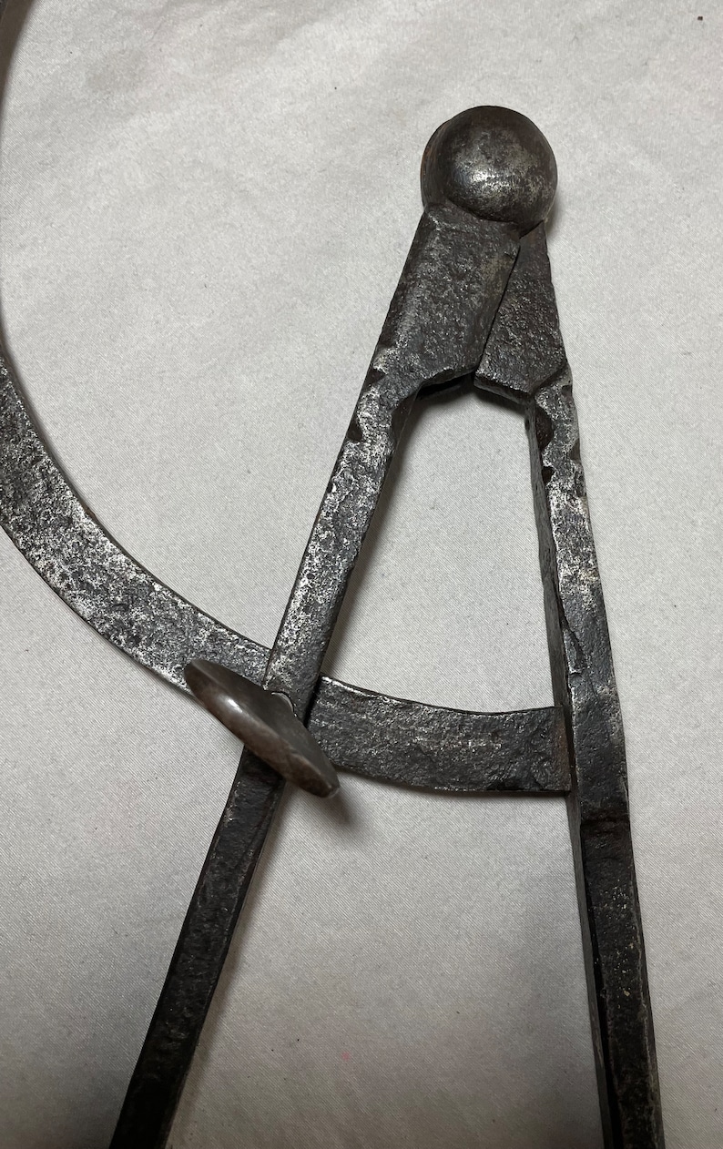 LARGE Rare Antique 18th Century Handmade Solid Wrought Iron Compass ...