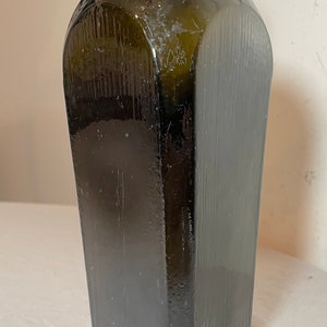 Antique 19th Century Blown 5pc Mold Dutch Olive Green Gin Glass Bottle ...