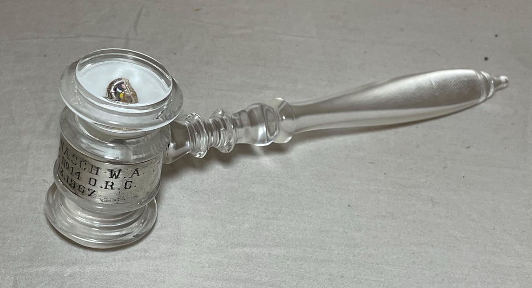 Vintage 1967 Sterling Silver Lucite Pin Inset Presentation Judges Gavel ...