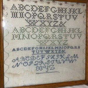 Antique 1800's Handmade Embroidered Linen Needlepoint Sampler 19th ...