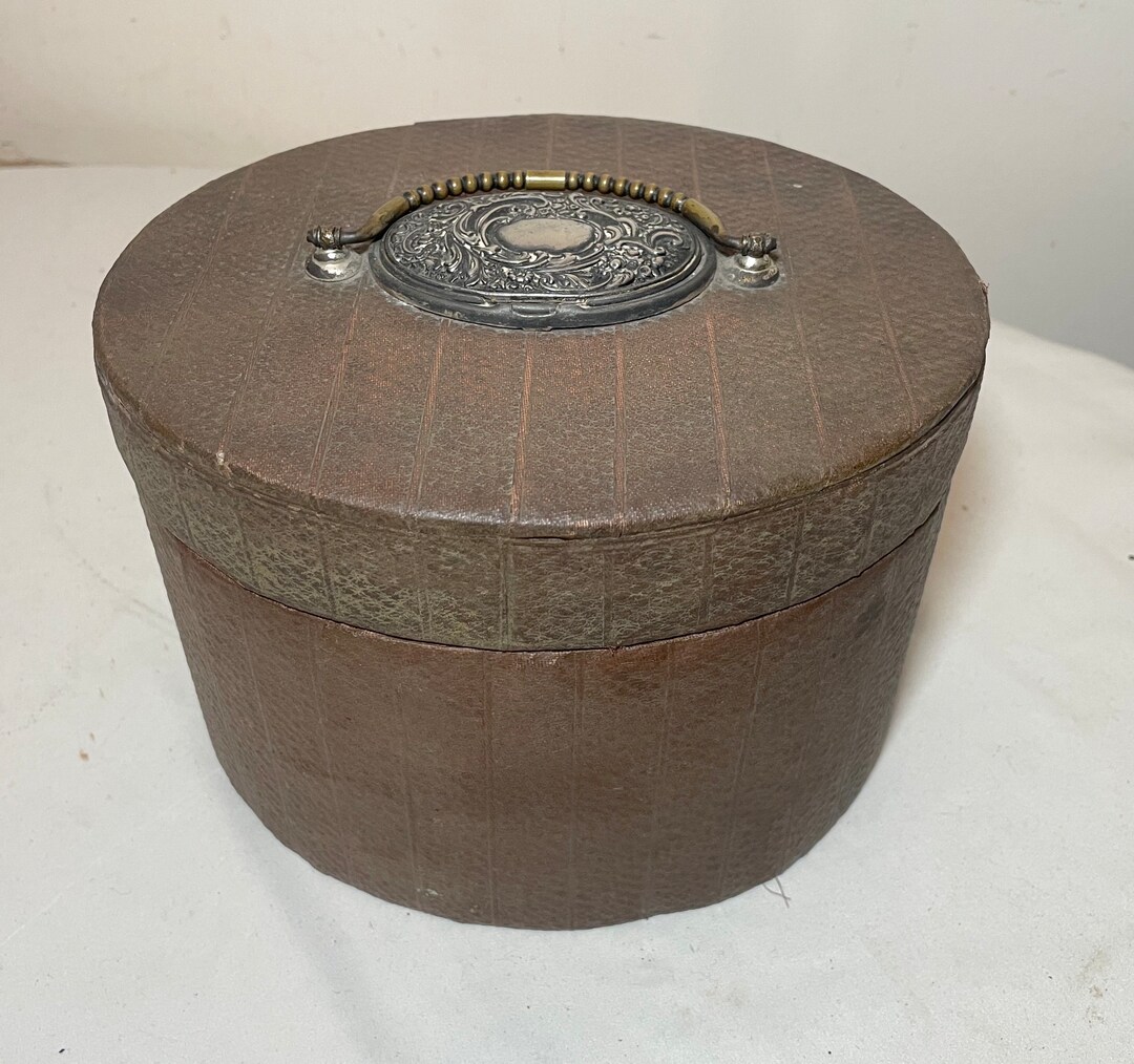 Antique Handmade 19th Century Silverplate Bronze Collar Trinket Pin Box ...