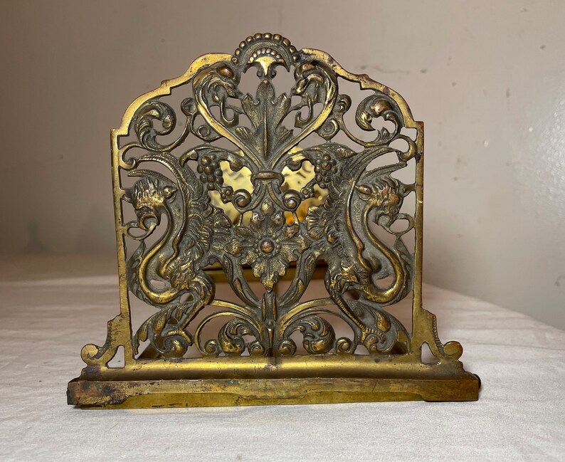 Antique 1800's Victorian Gilt Bronze Griffin Expandable Bookend Book ...