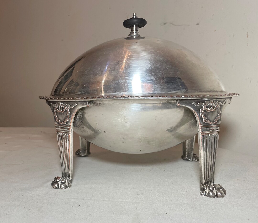 Antique 1800s Ornate Empire Silverplated Footed Bacon Breakfast Server ...