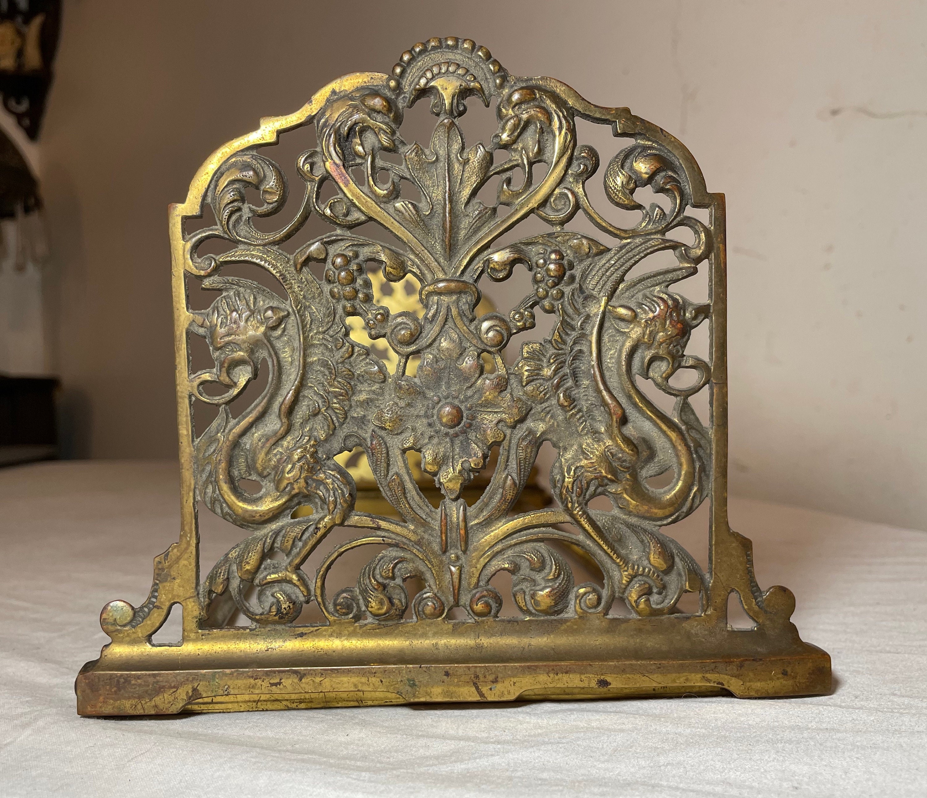 Antique 1800's Victorian Gilt Bronze Griffin Expandable Bookend Book ...