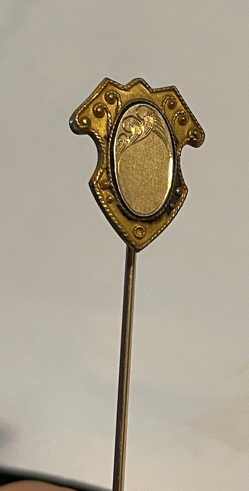 Antique Hand Carved 10k Yellow Gold Ornate Hat Stick Pin Art Deco ...